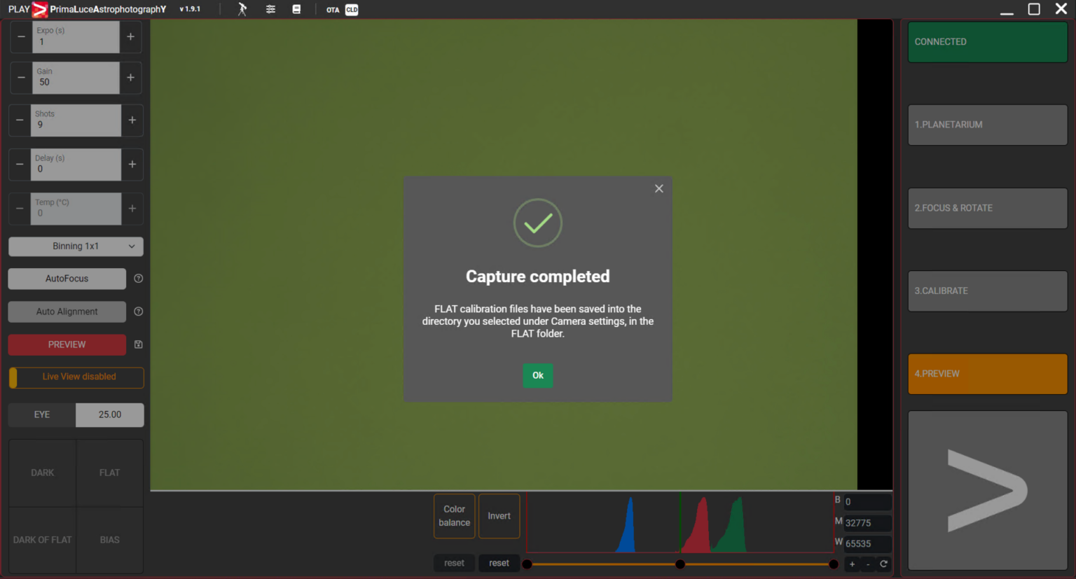 How to record FLAT calibration frames with GIOTTO and PLAY - PrimaLuceLab