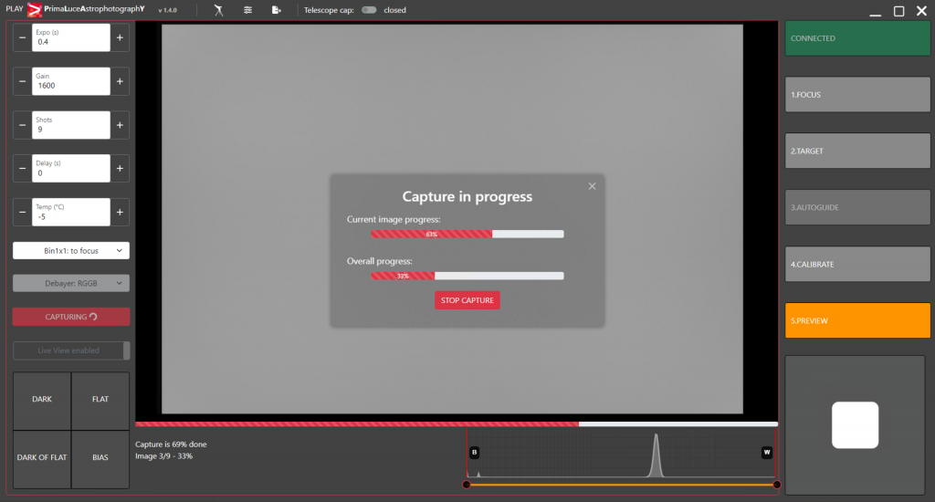 How to record FLAT calibration frames with GIOTTO and PLAY - PrimaLuceLab