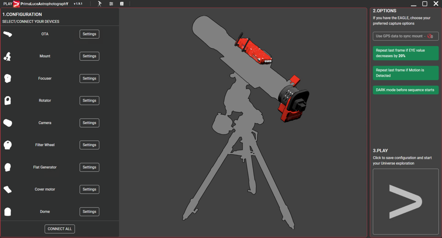 How to control ESATTO with PLAY astrophotography software - PrimaLuceLab