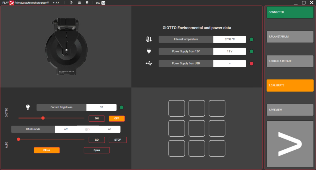 How to control and calibrate ALTO with PLAY software - PrimaLuceLab